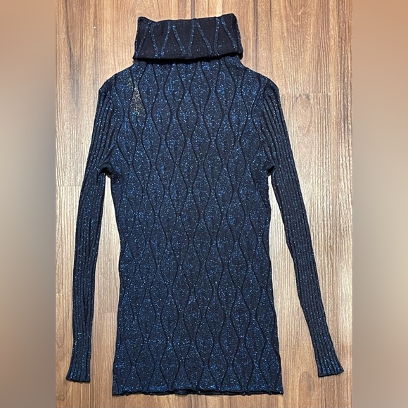 VENUS | Sweaters | New Venus Blue Sparkle Cowl Neck Knit Sweater Top Xs ...